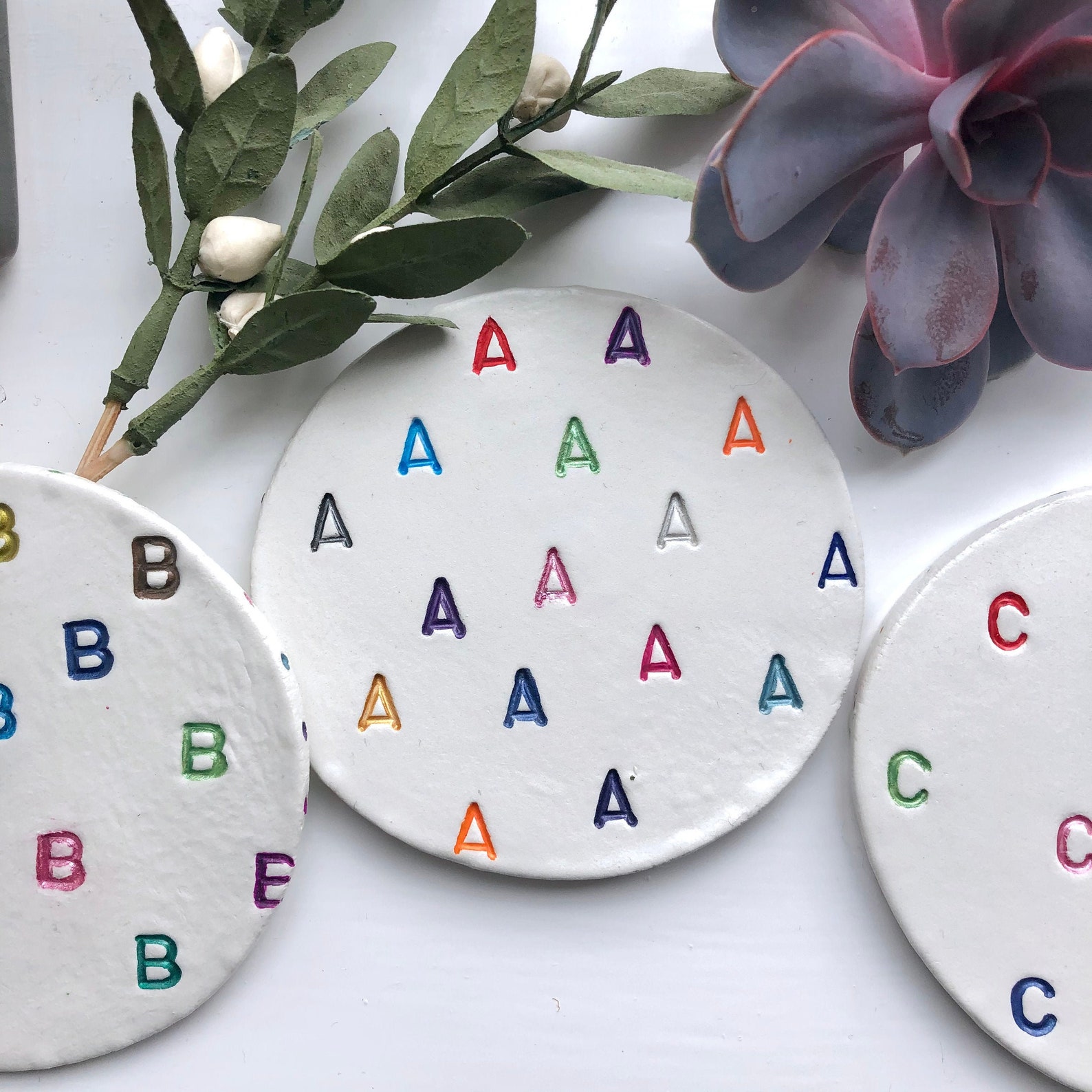Colourful Alphabet Coaster Handmade Home Decor Gift - Etsy
