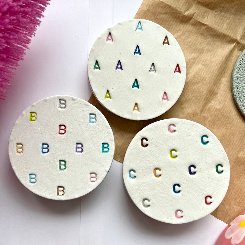Colourful Alphabet Coaster ~ Handmade ~ Home Decor ~ Gift ~ Clay - Etsy