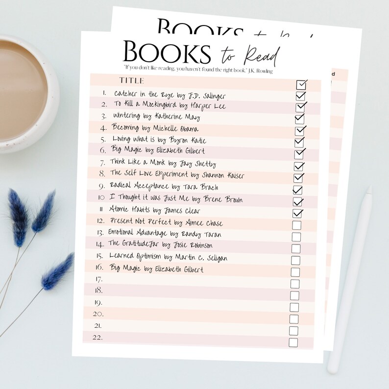 Books to Read Printable Reading List - Etsy