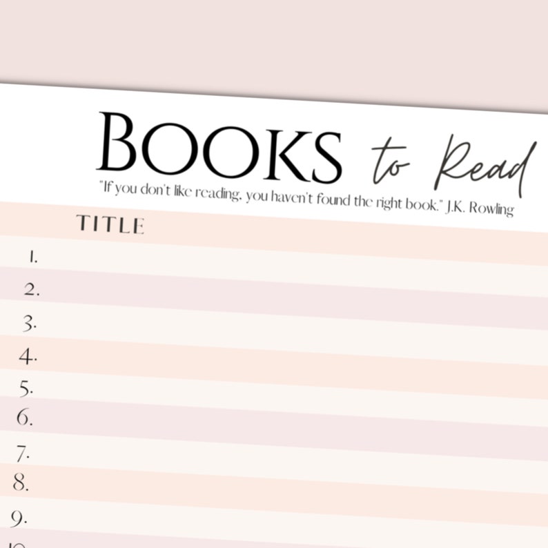 Books to Read Printable Reading List - Etsy