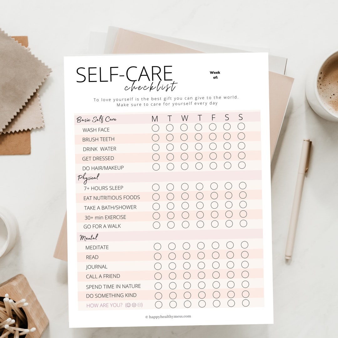 Daily Self Care Checklist Printable, Self Care Habit Tracker, Self-care ...