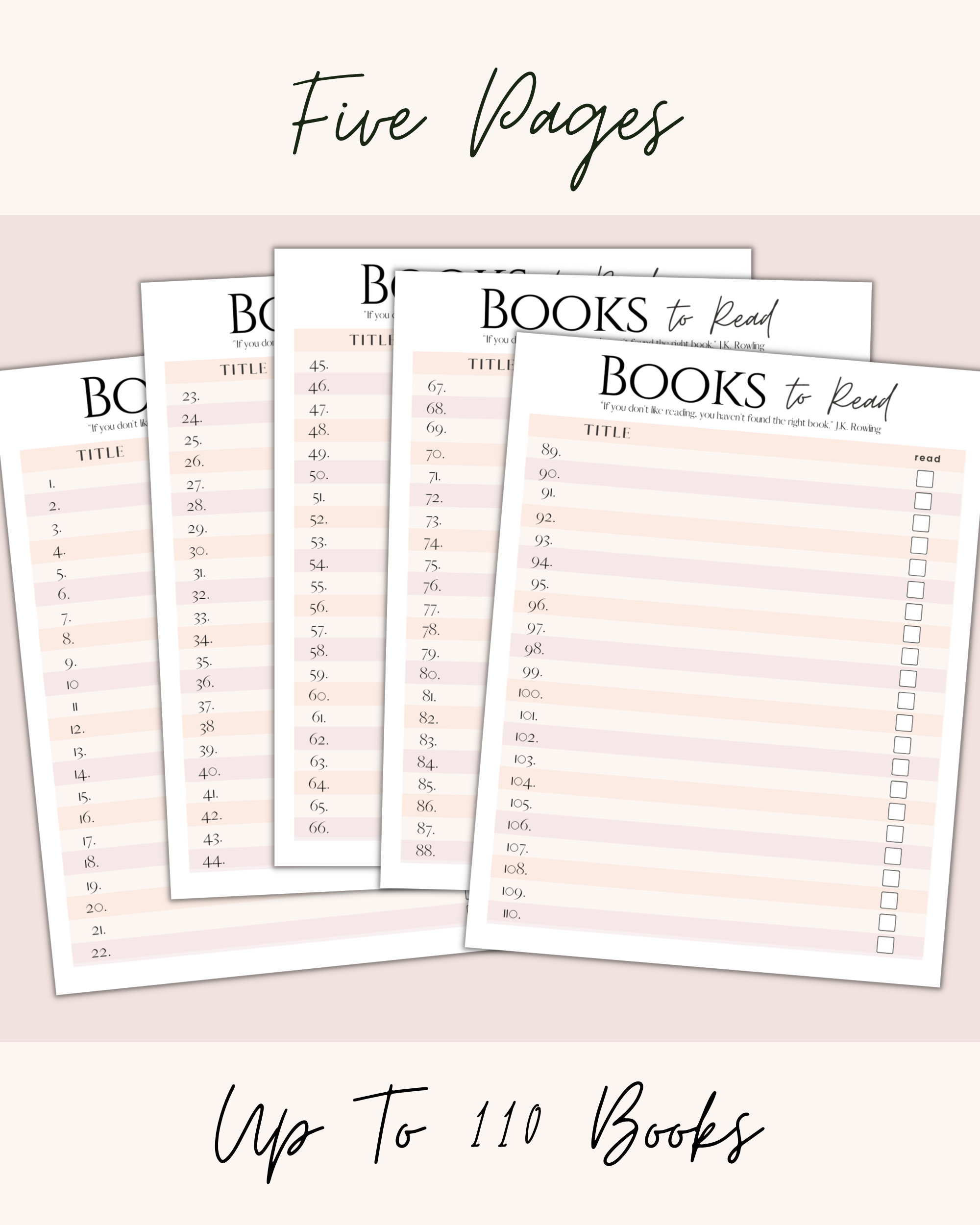 Books to Read Printable Reading List, Reading Challenge, Reading Log - Etsy