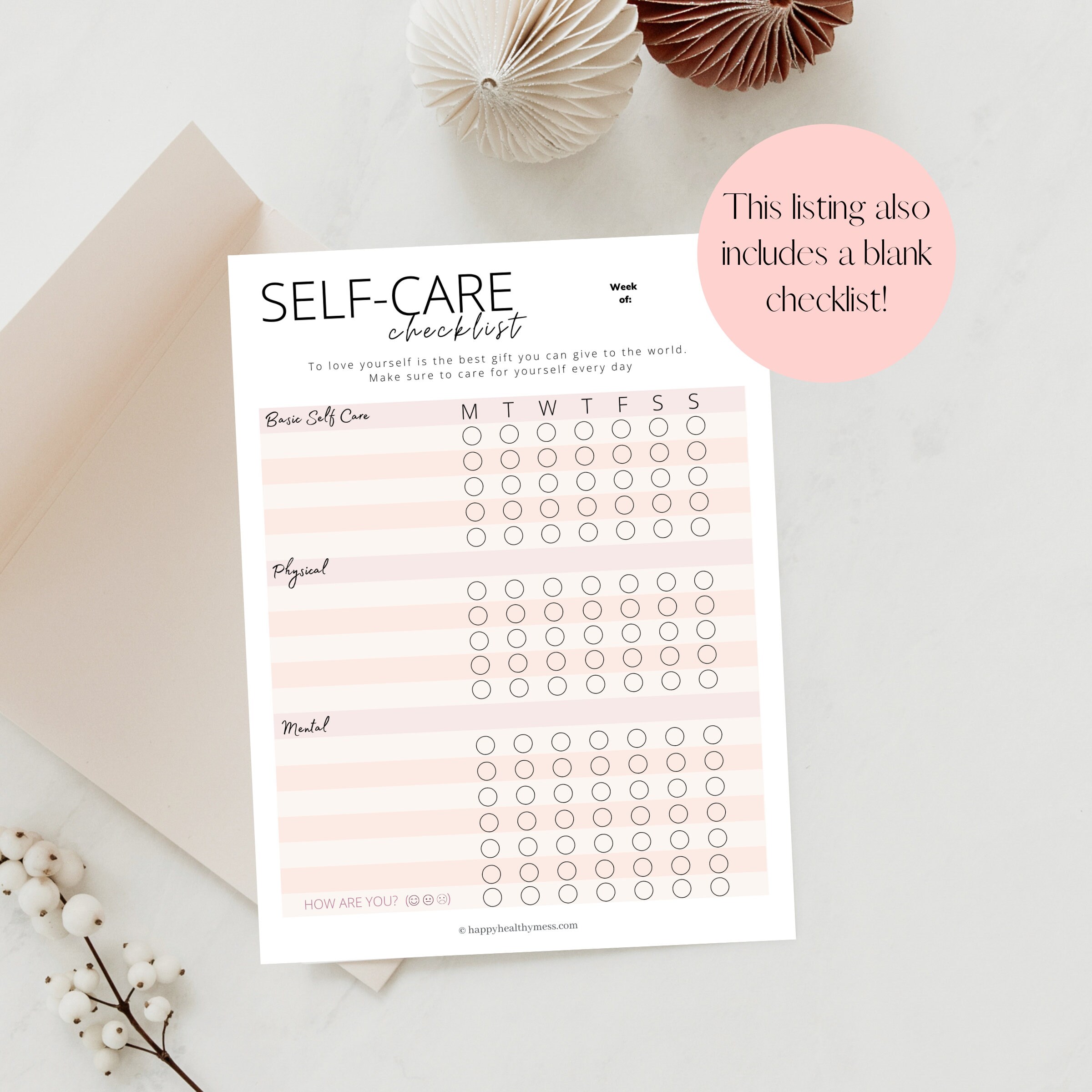 Daily Self Care Checklist Printable Self Care Habit Tracker Etsy Israel