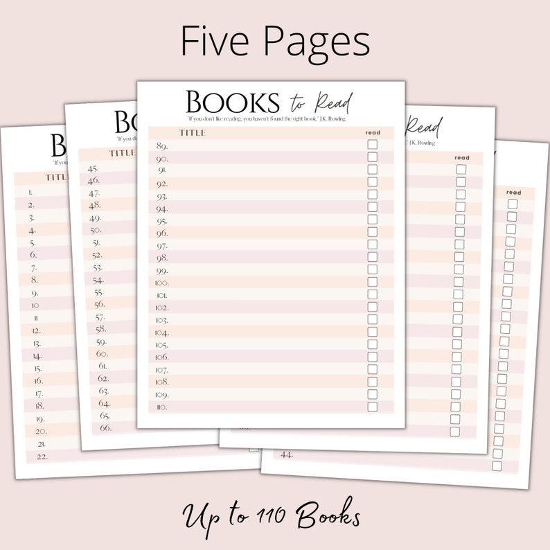 Books to Read Printable Reading List - Etsy