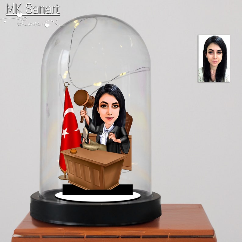 Special Female Lawyer Design Illuminated Cartoon Lawyer Fanus Figurine ...