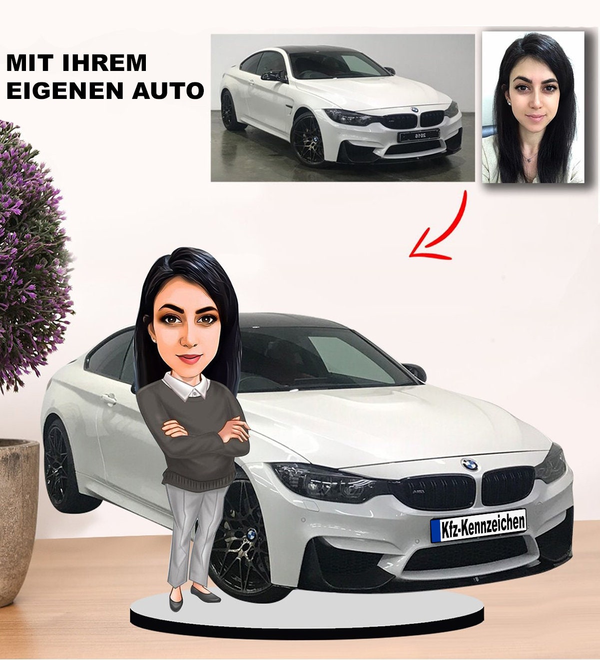 Custom Caricature Figurine With Your Own Car, Personalized Gift, Car ...