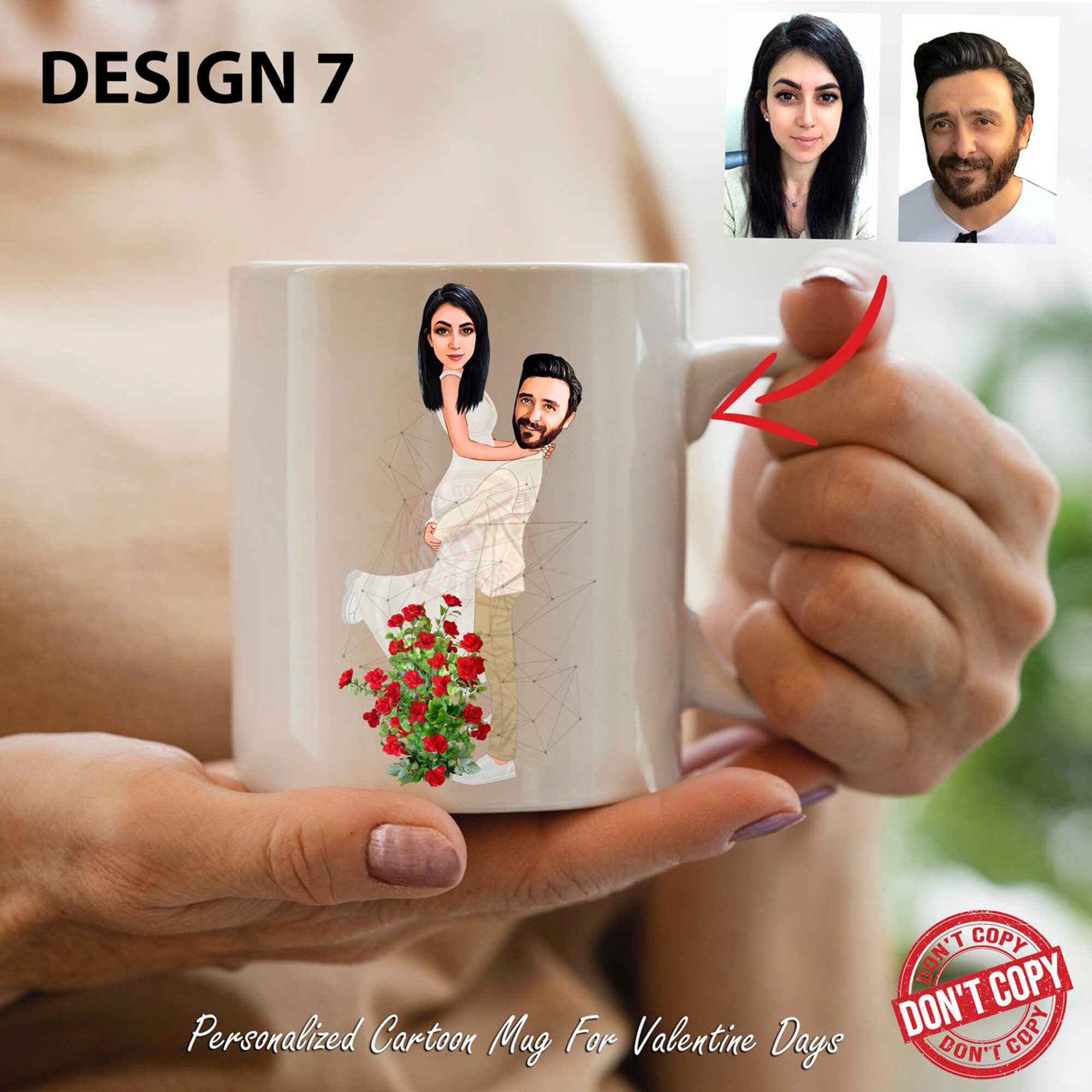 Personalized Cartoon Mug for Valentine's Day, Couple Mug, Personalized ...