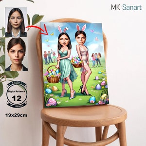 Custom Family Easter Portrait - Personalized Digital Cartoon ...