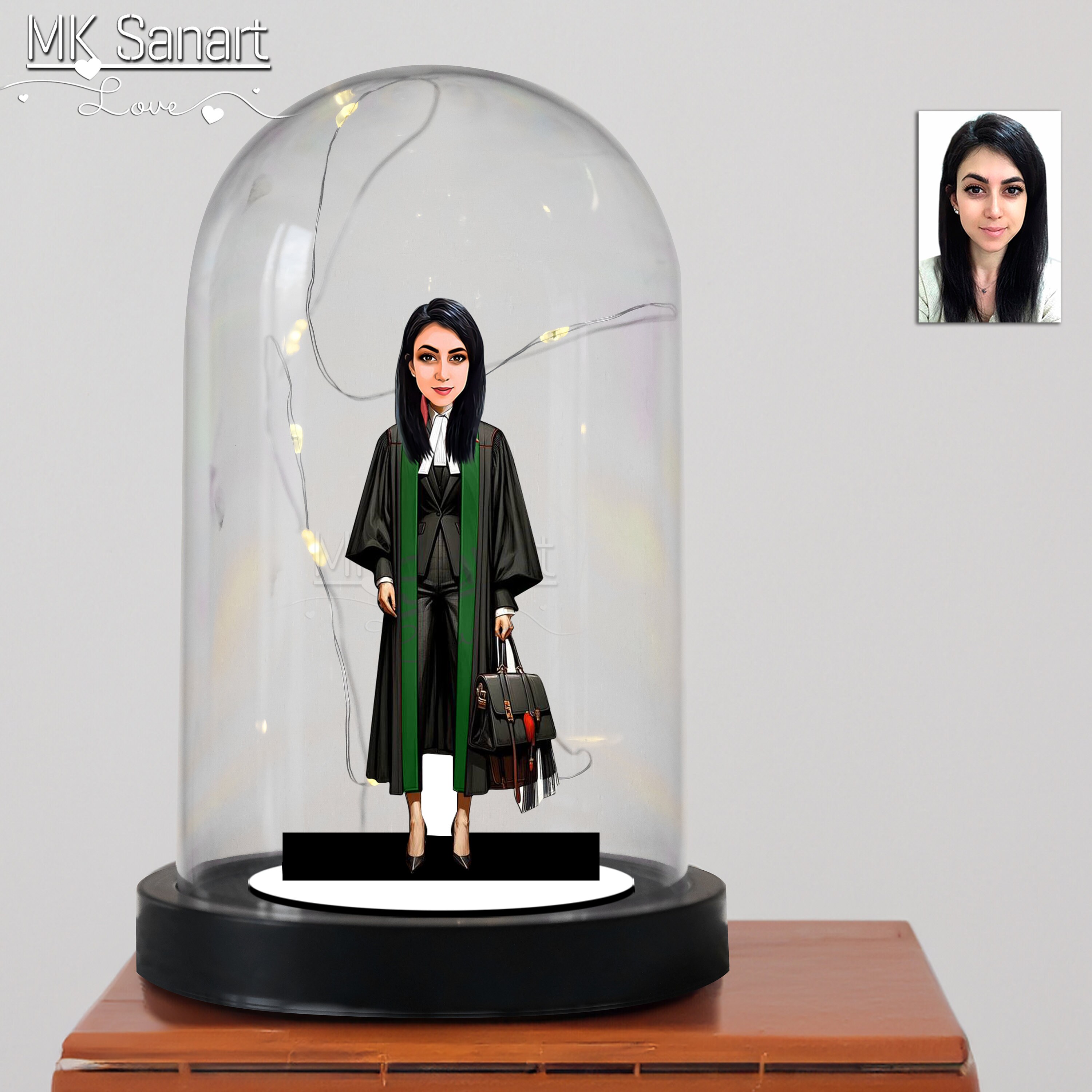 Special Female Lawyer Design Illuminated Cartoon Lawyer Fanus Figurine ...