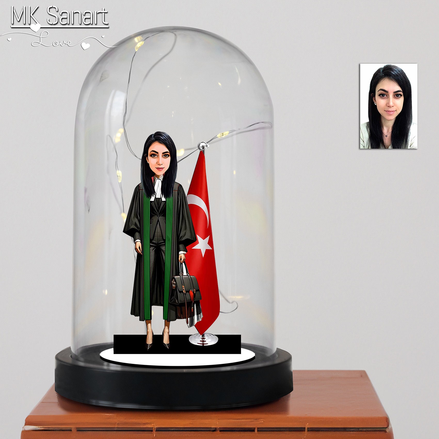 Special Female Lawyer Design Illuminated Cartoon Lawyer Fanus Figurine ...
