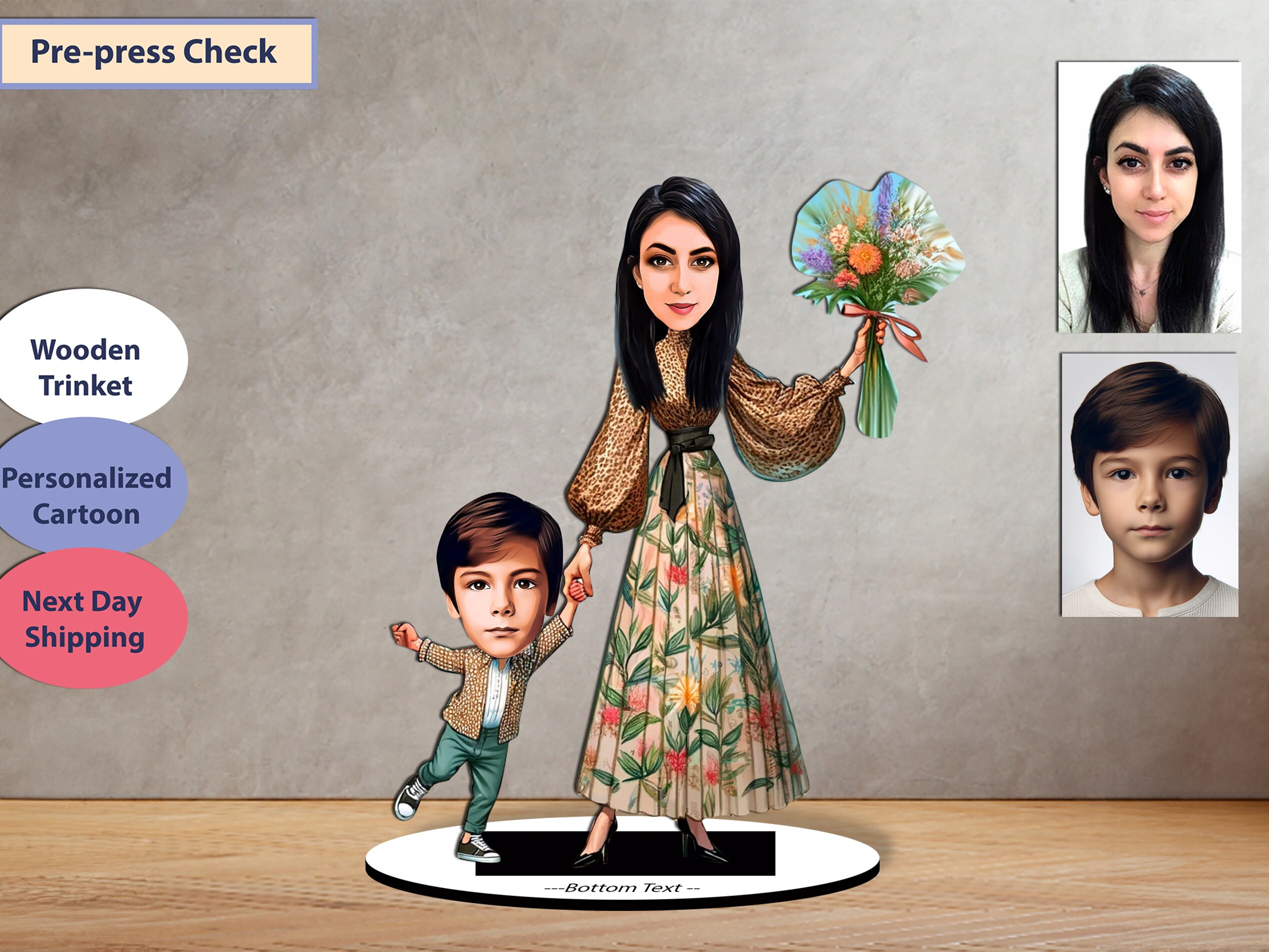 Custom Family Portrait on Wood - Personalized Cartoon Wooden Plaque ...
