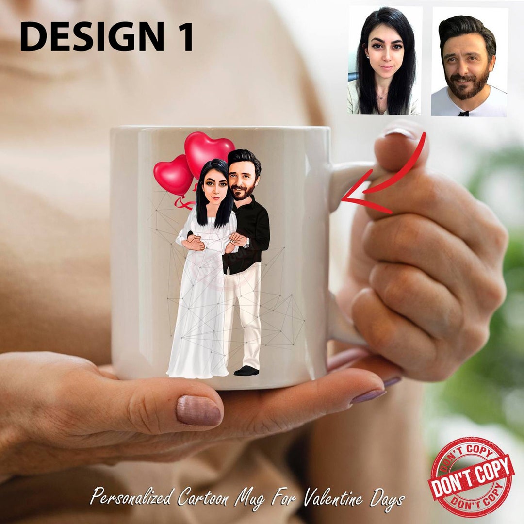 Personalized Cartoon Mug for Valentine's Day, Couple Mug, Personalized ...