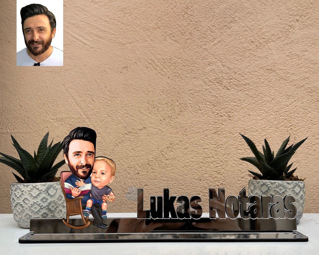 Custom Cartoon Nameplate 30 Cm, Personalized for Men Design, Acrylic ...