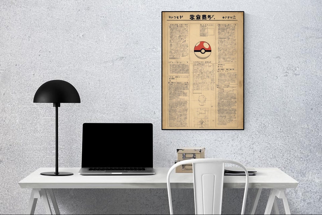 Pokeball Explained Japanese Pokemon Themed Digital Art Instant Download ...