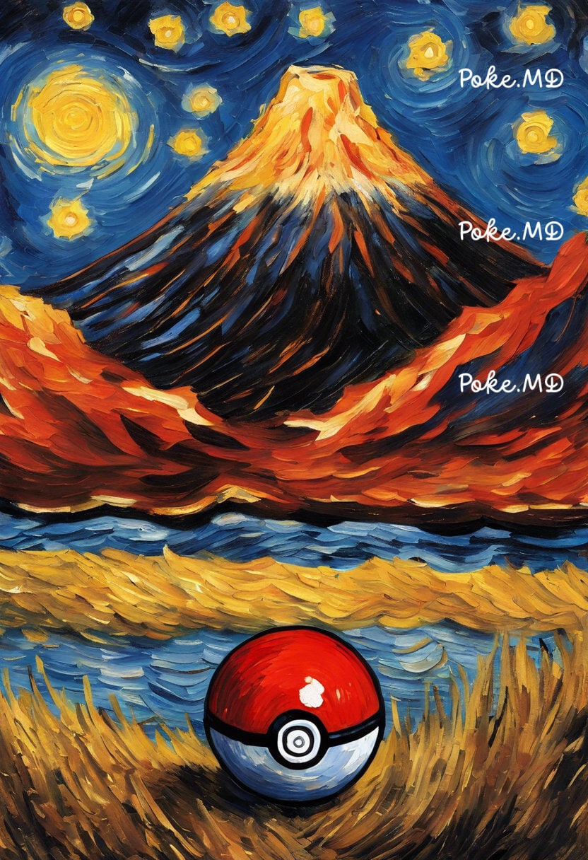 Volcano Pokeball Poster Instant Download Pokemon Nature Series Starry ...