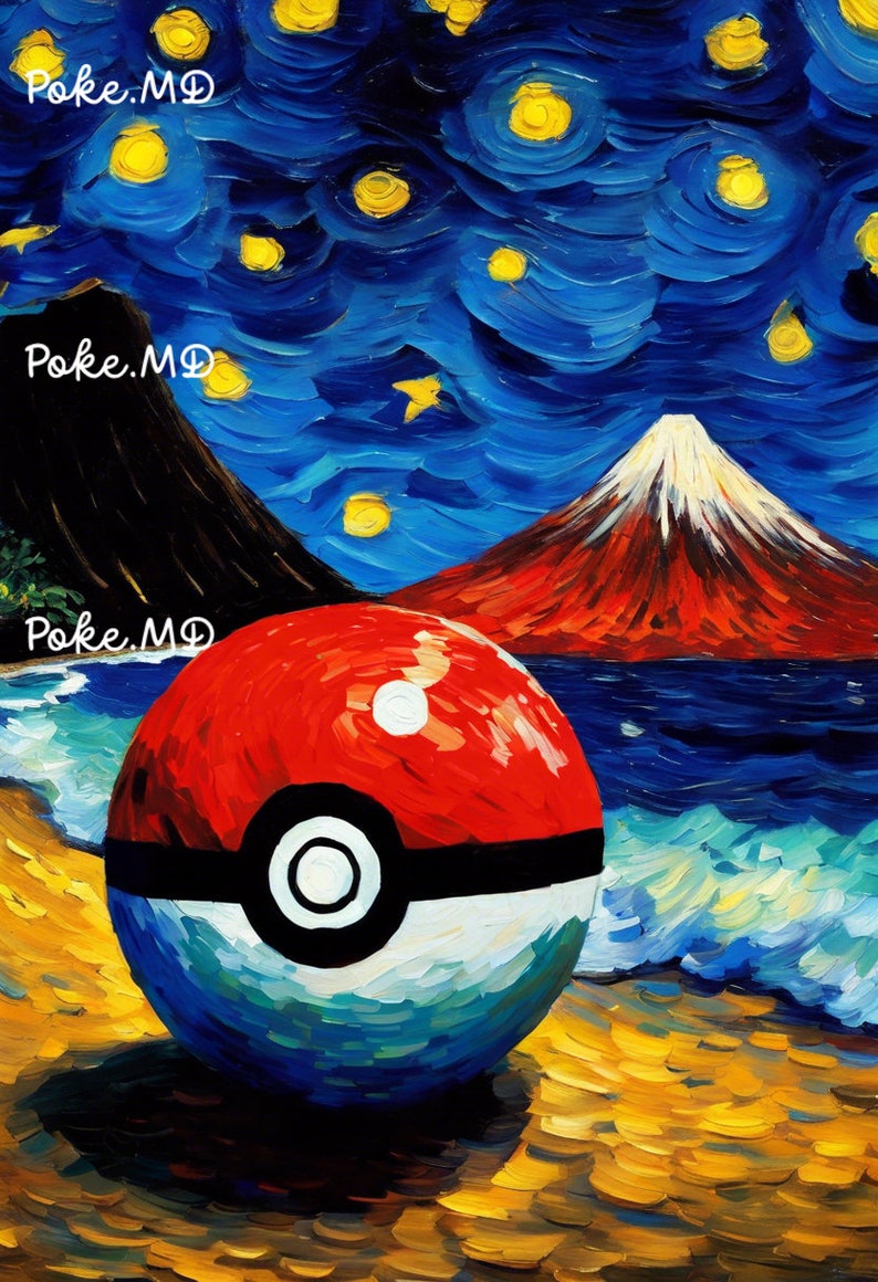 Volcano Pokeball Poster Instant Download Pokemon Nature Series Starry ...