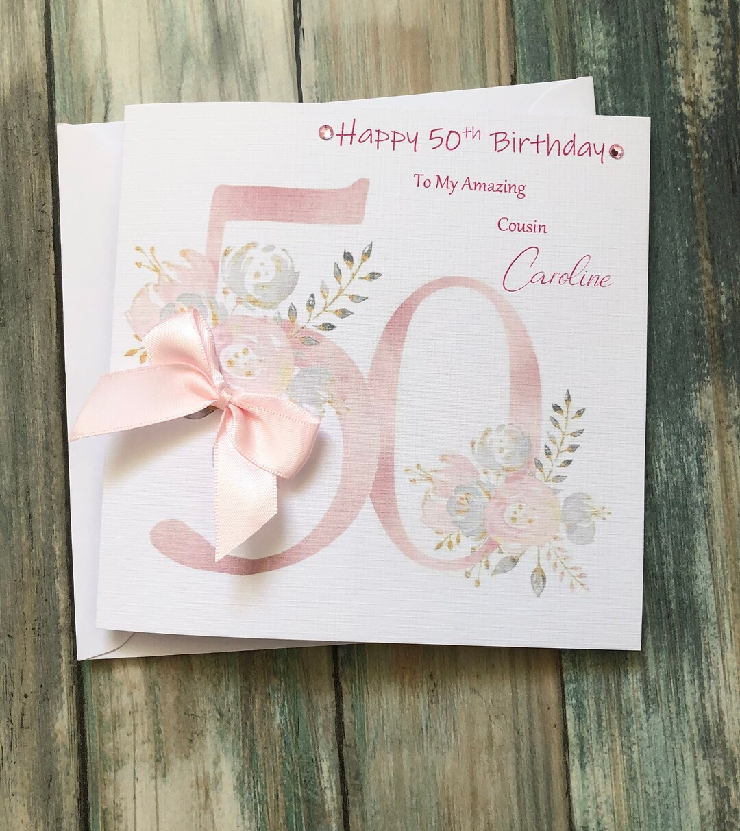 50th Personalised Birthday Card for Her Happy Birthday Mum Daughter ...