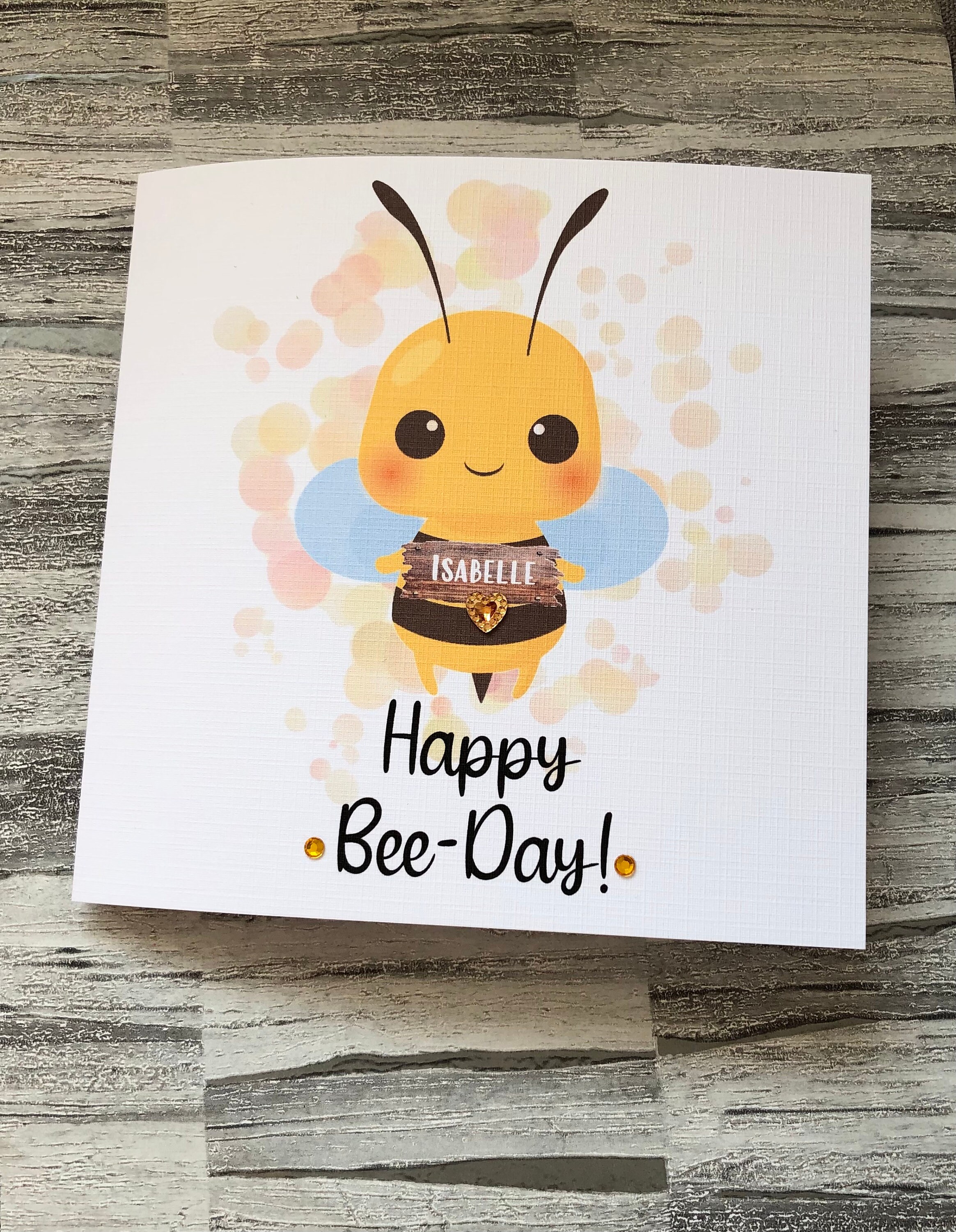 Personalised Happy Birthday card Happy Bee-Day Handmade | Etsy