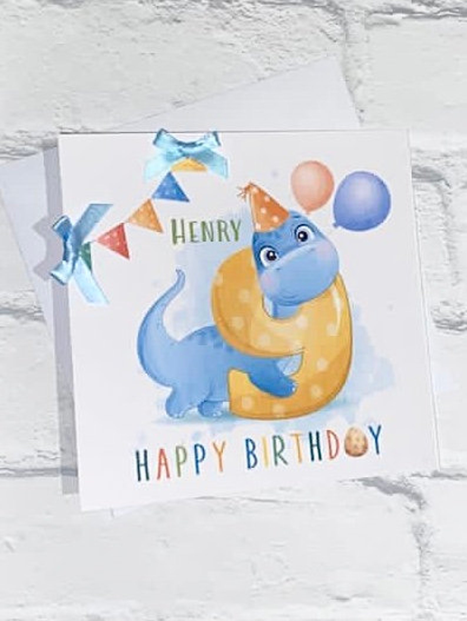 Dinosaur Happy Birthday Card for Boy or Girl 1st 2nd 3rd - Etsy