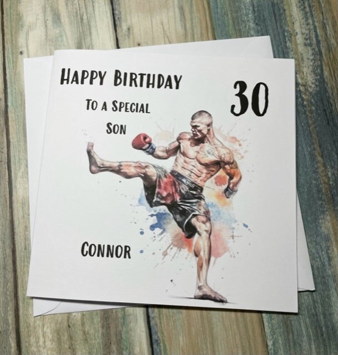 MMA Birthday Card Boxing Mixed Martial Arts Happy Birthday Card for Son ...