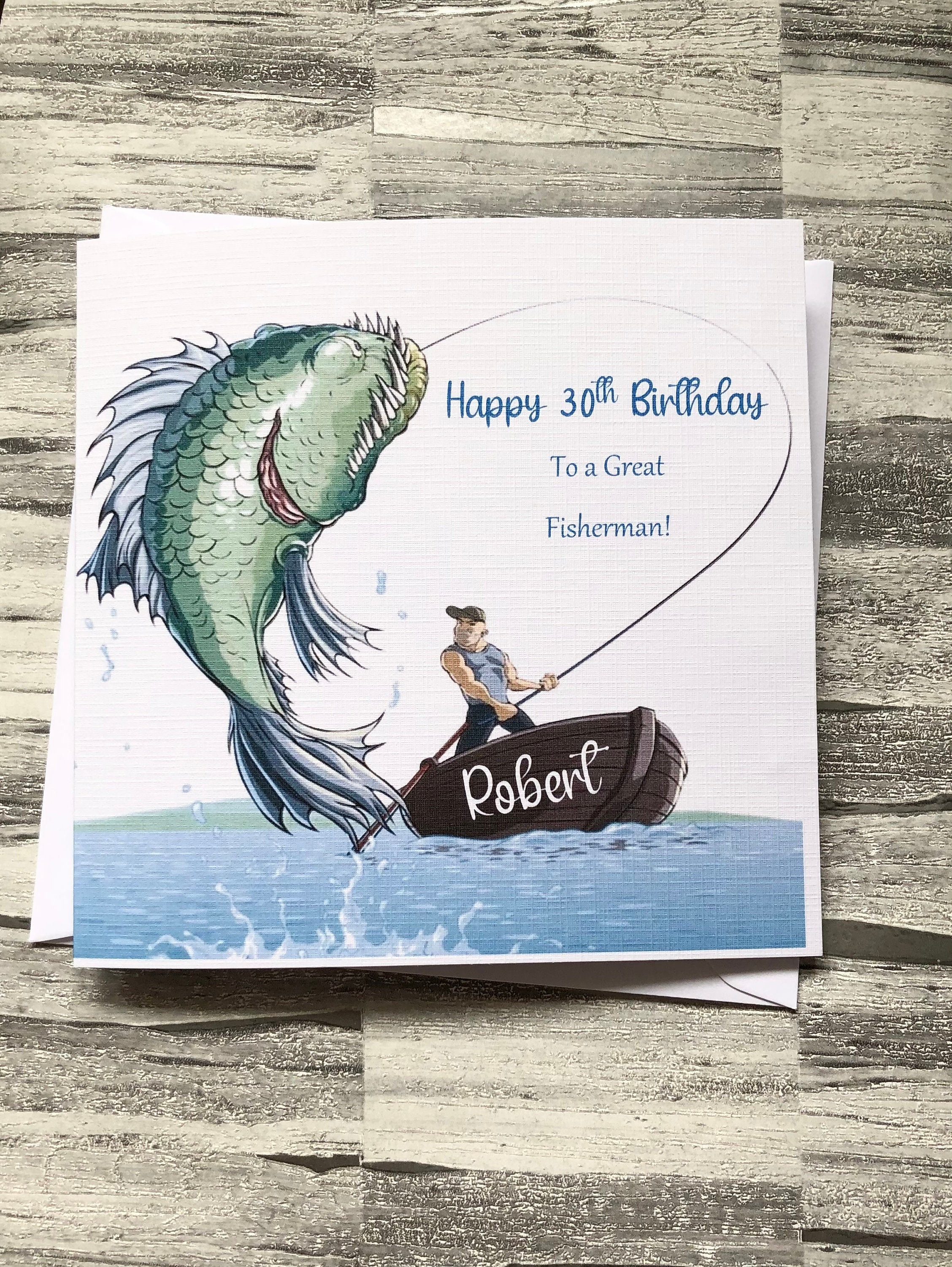 Birthday fishing Card for Brother Grandson Son Daughter | Etsy