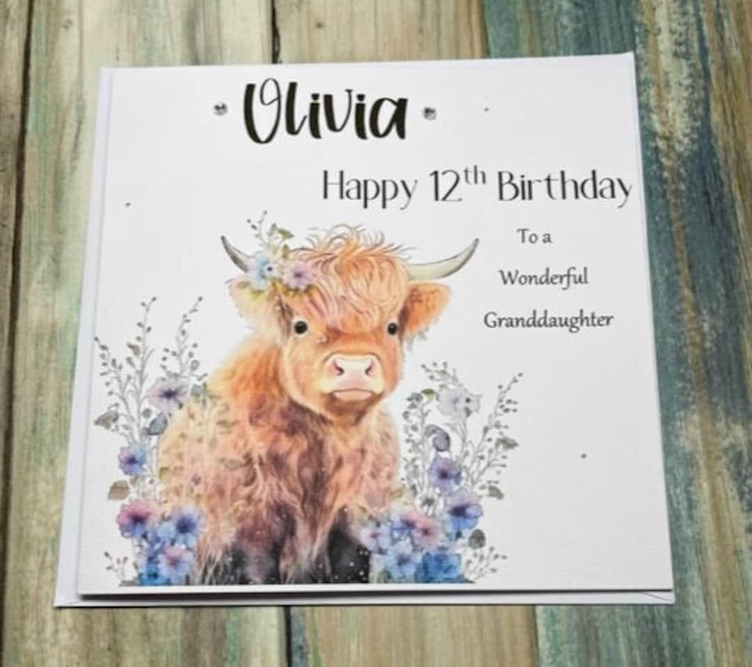 Highland Cow Personalised Birthday Card for Her Happy Birthday - Etsy