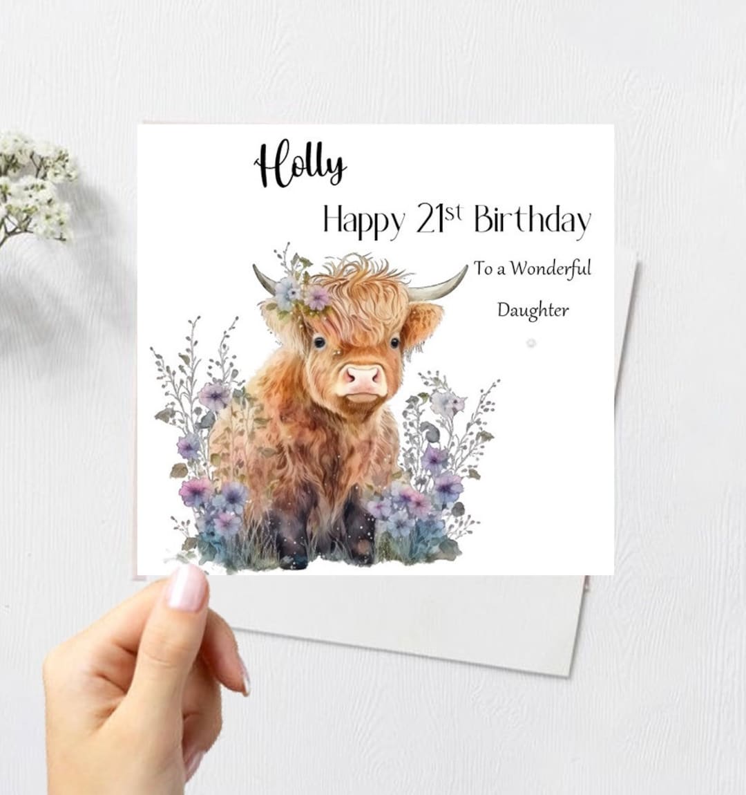 Highland Cow Personalised Birthday Card for Her Happy Birthday Daughter ...
