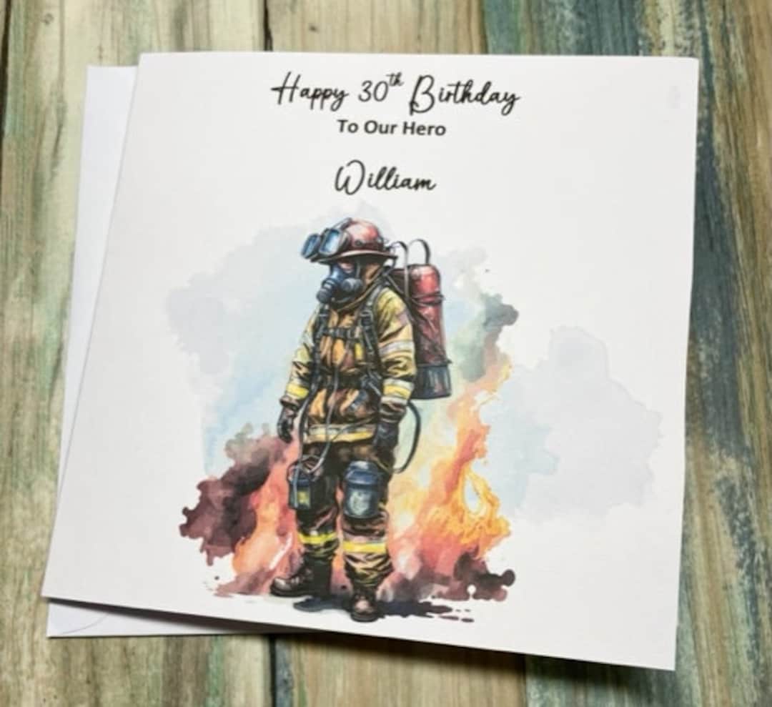 Personalised Firefighter Birthday Card for Him Her Happy Birthday Card ...