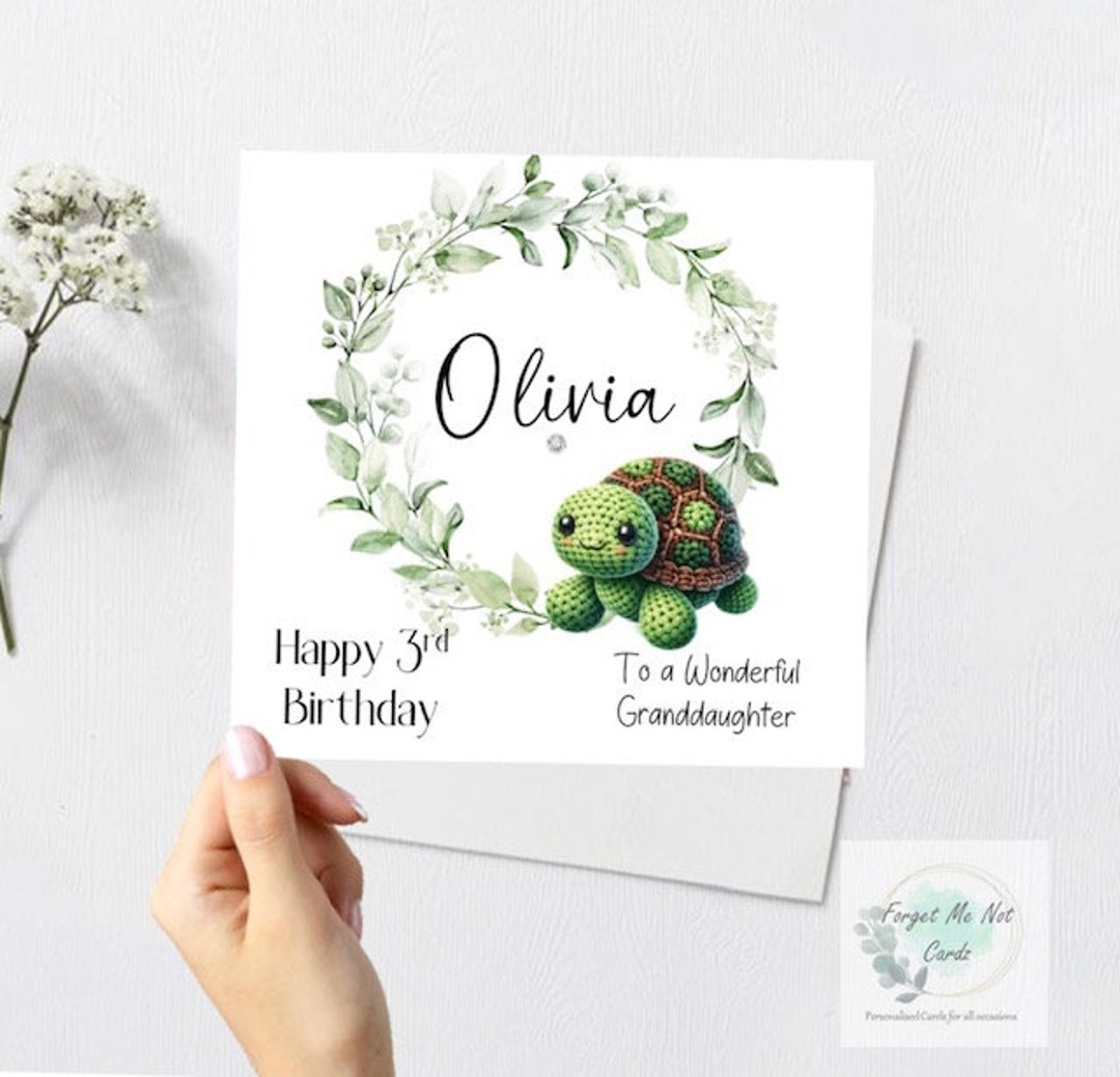 Personalised Tortoise Birthday Card Handmade Card for Daughter ...