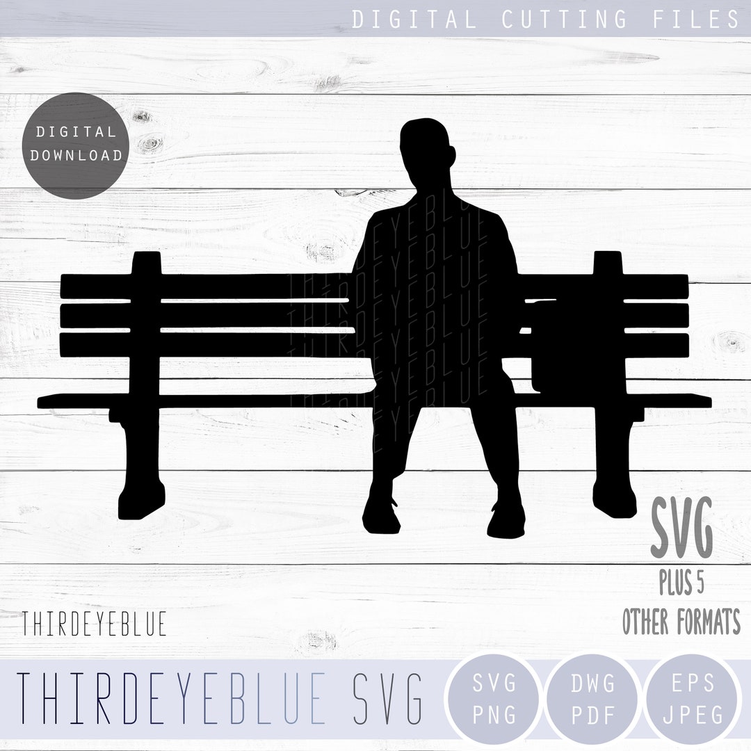 Man on Bench SVG Home Decor Decal Tshirt Mug Gift Digital Cutting File ...