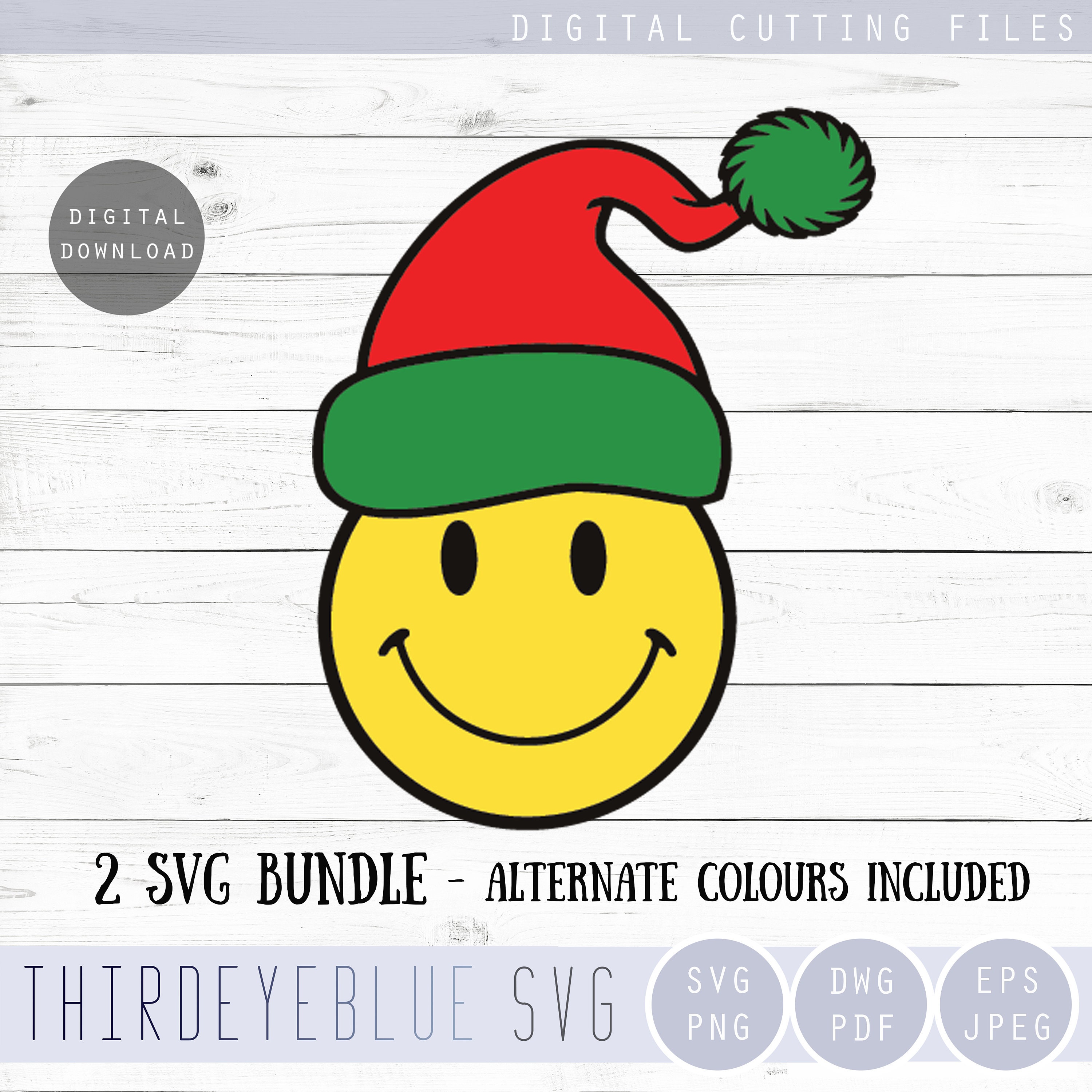Christmas Smiley Face SVG Logo Digital Cutting File | Etsy