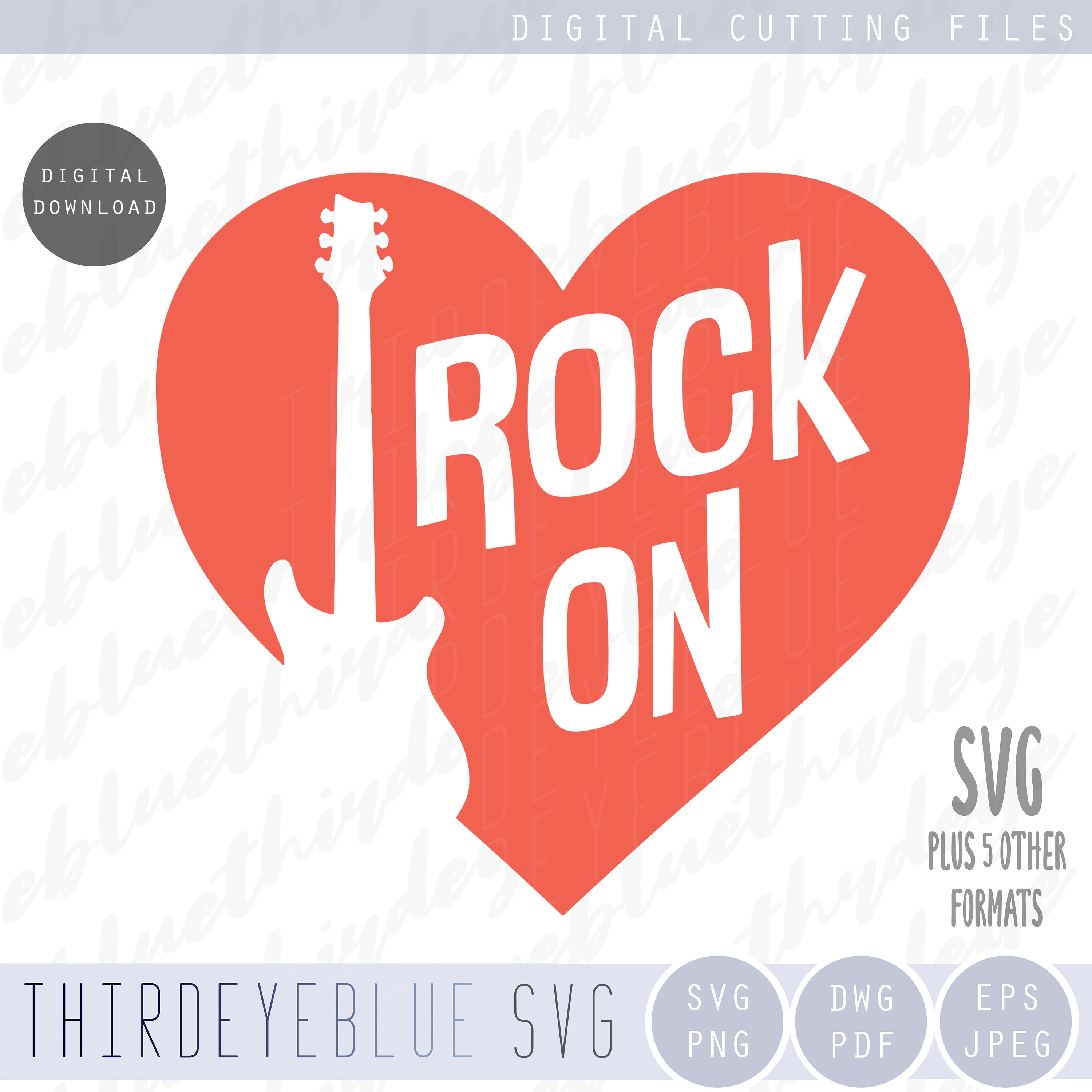 Rock on SVG Music SVG Guitar SVG Heart Gift Decal | Etsy