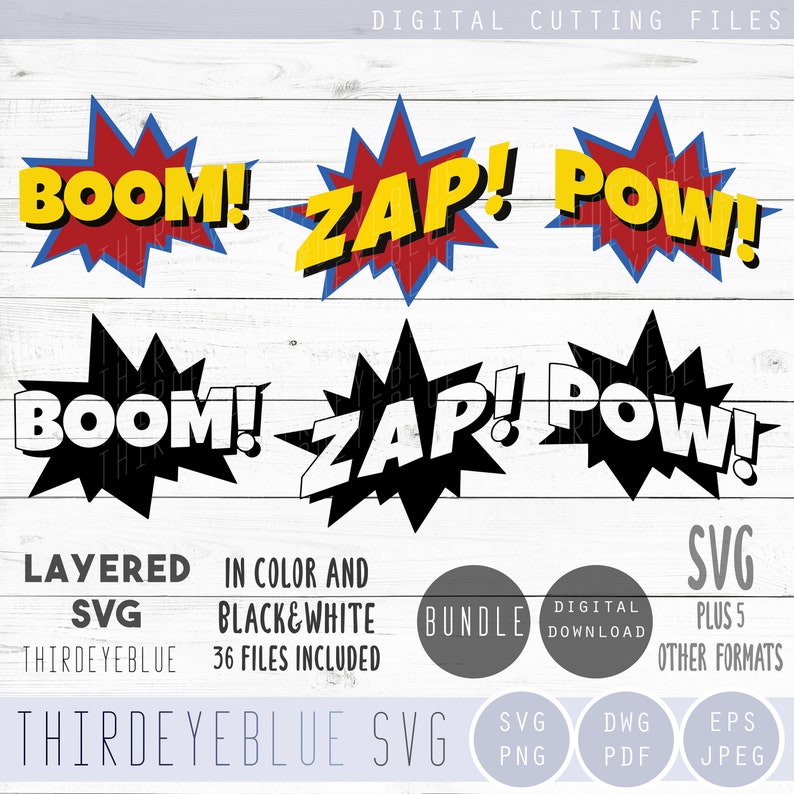 Boom Zap Pow SVG Bundle, Comic Kids Bedroom, Decal, Mug, Tshirt, Gift ...