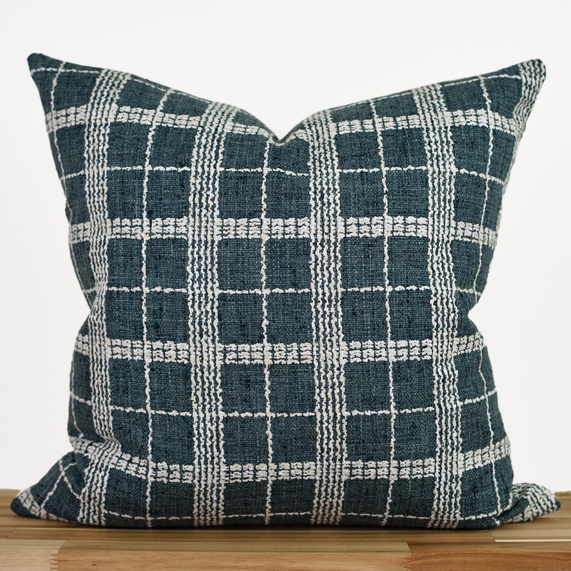 Blue Plaid Pillow - Etsy
