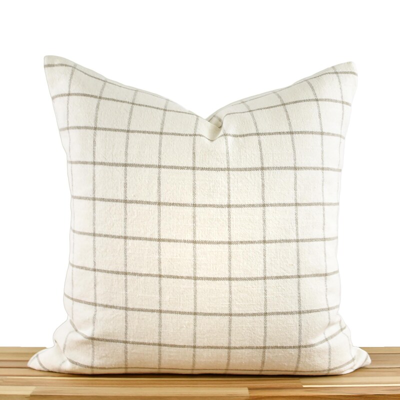 Neutral Windowpane Pillow - Etsy
