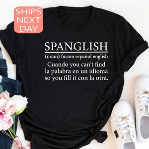 Spanglish Definition Shirt, Spanish Teacher T-shirt, Puerto Rico Tee ...