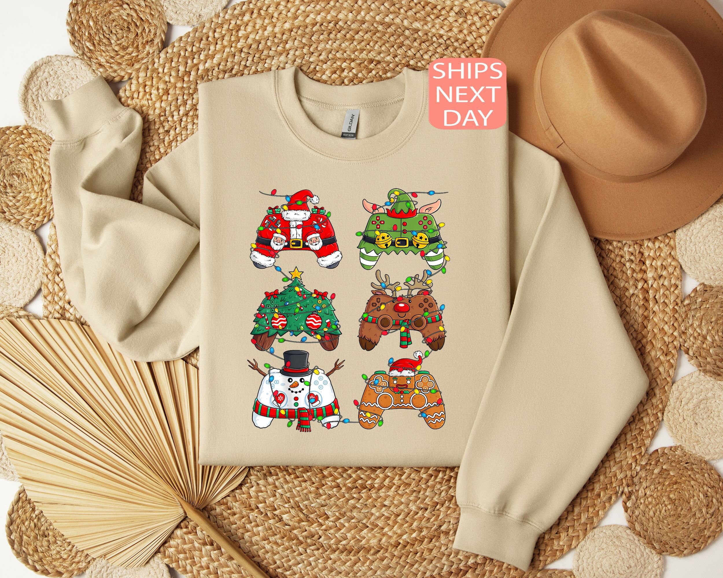 Game Controllers Christmas Sweatshirt, Funny Gamer Christmas Sweatshirt ...