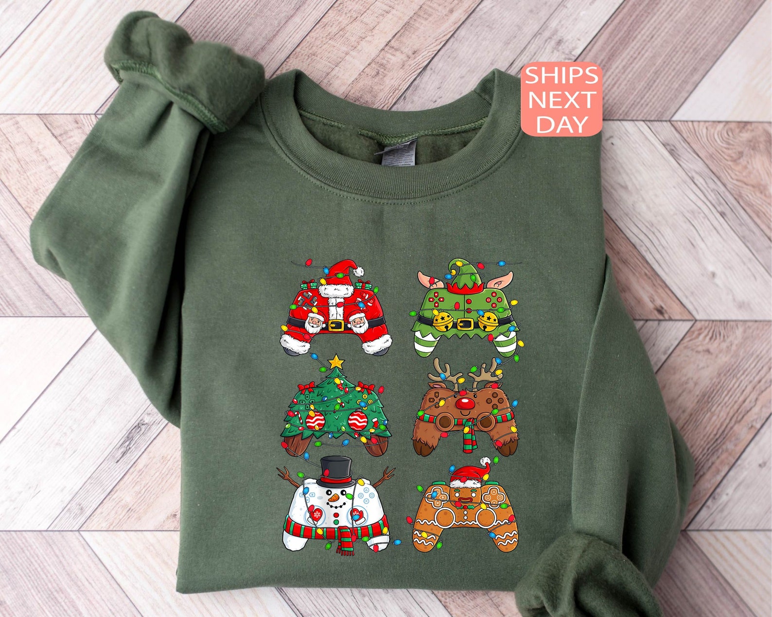Game Controllers Christmas Sweatshirt, Funny Gamer Christmas Sweatshirt ...