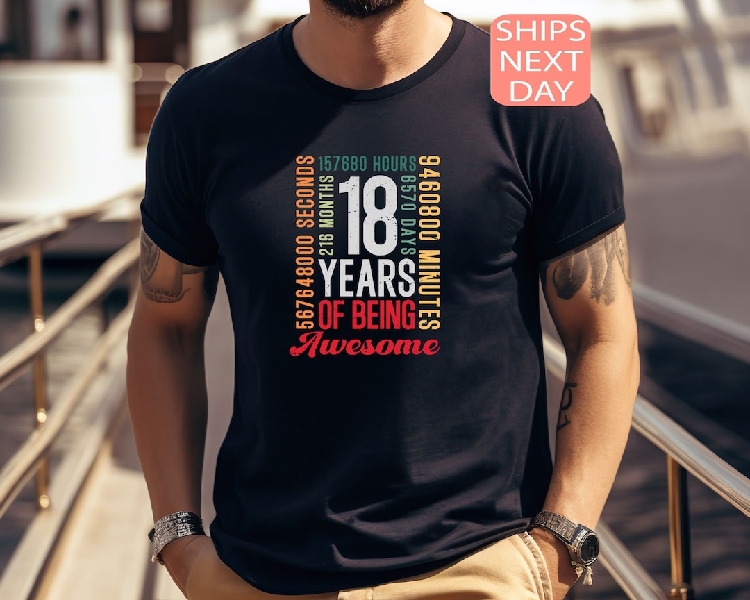 18 Years of Being Awesome Shirt, 18th Birthday Tee, Birthday T Shirt ...