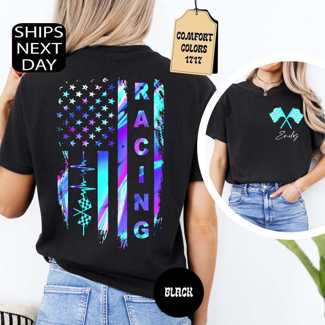 Comfort Colors® Custom Racing Shirt, American Racing Flag Shirt ...