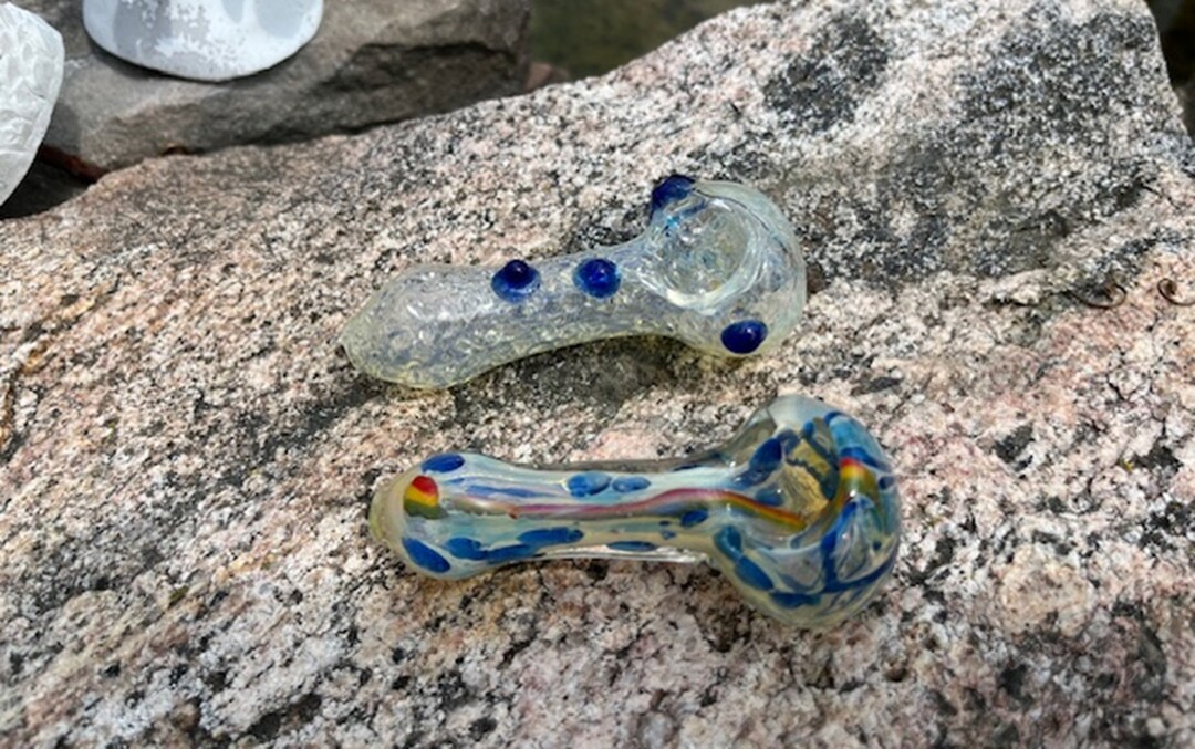 Glass 2 Pipes Combo, Custom-made Hand-blown Glass Pipes, Color Changing ...