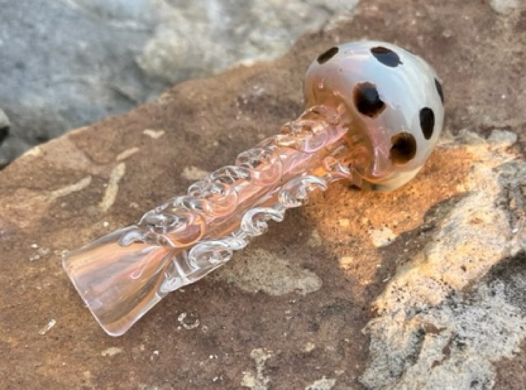 Hand-blown Glass Chillum Pipe, Custom Mushroom Chillum Glass Pipe With ...