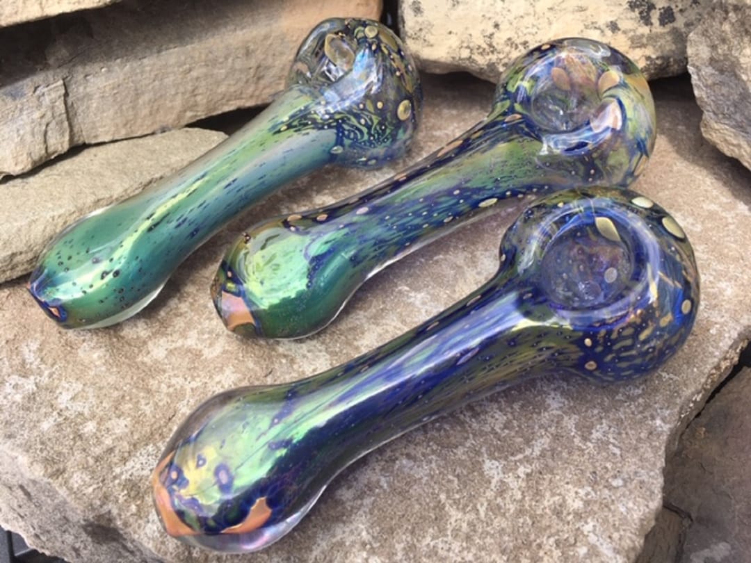 Glass Pipes, Custom-made Hand-blown Iridescent Glass Pipe, Custom Hand ...