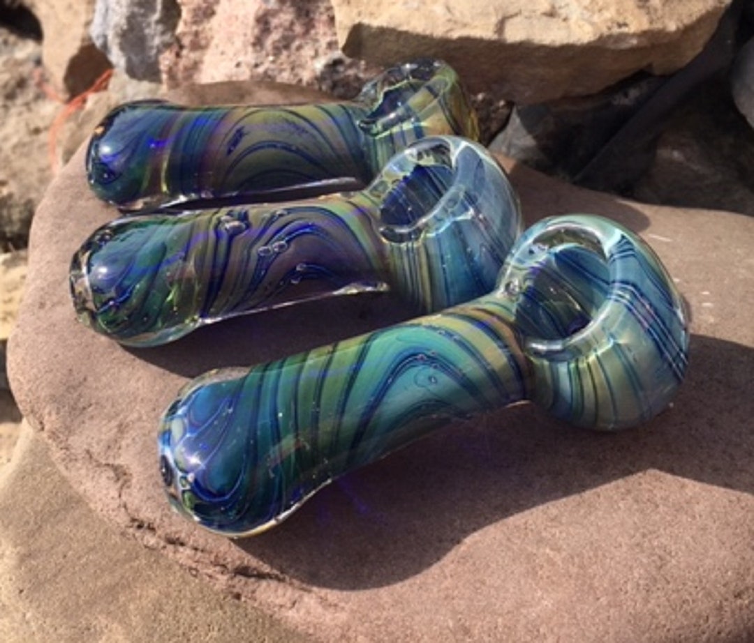 Glass Pipes, Custom-made Hand-blown Iridescent Glass Pipe, Custom Hand ...