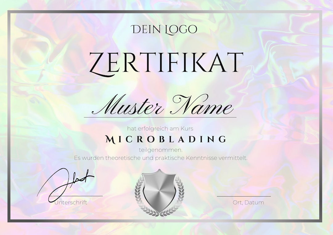 Microblading Certificate for Download - Etsy