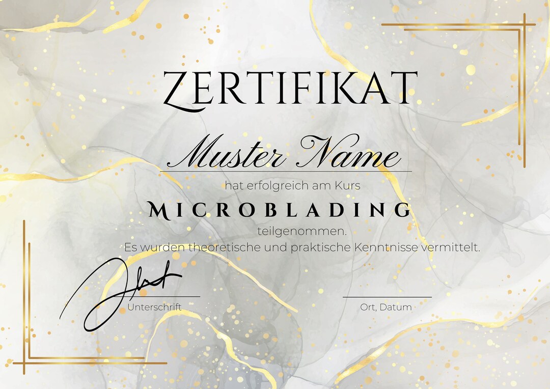 Microblading Certificate for Download - Etsy