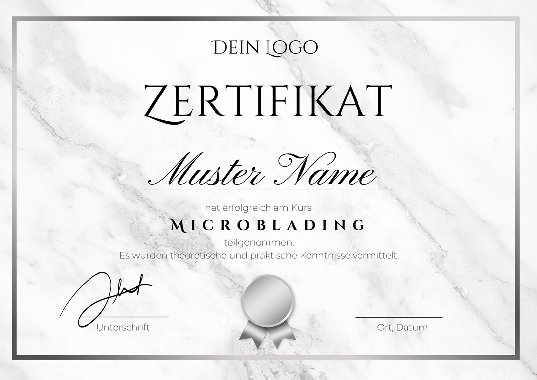 Microblading Certificate for Download - Etsy