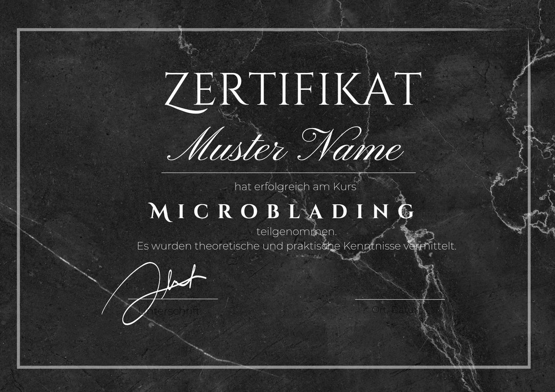 Microblading Certificate for Download - Etsy