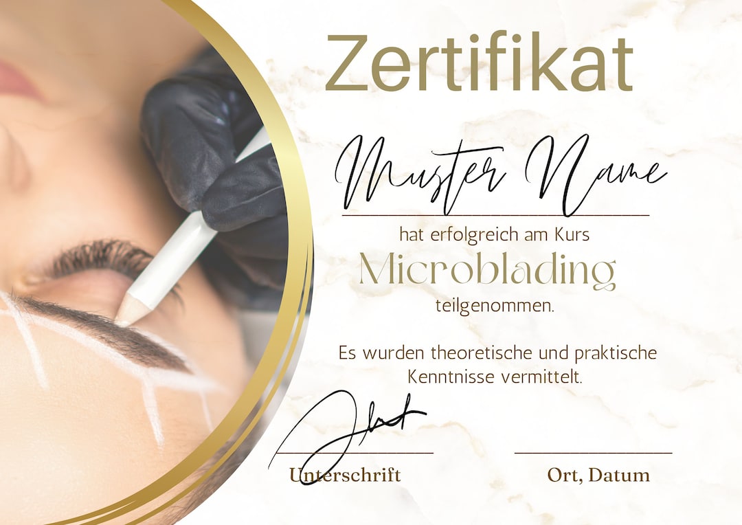 Microblading Certificate for Download - Etsy