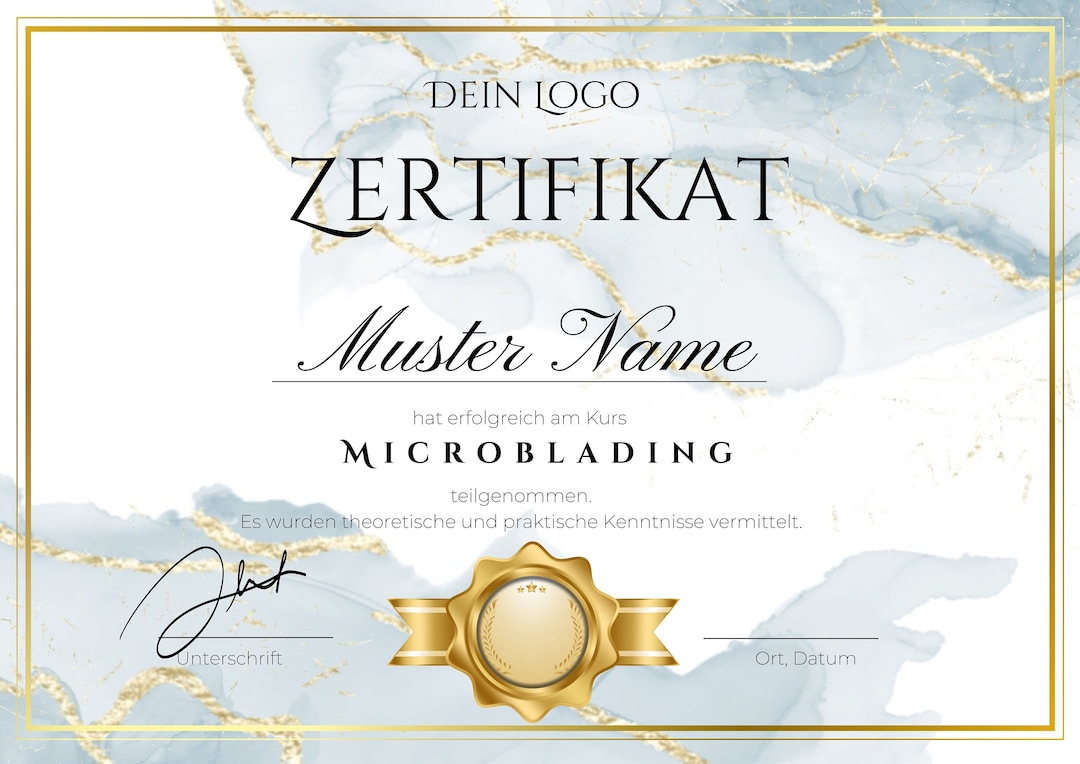 Microblading Certificate for Download - Etsy